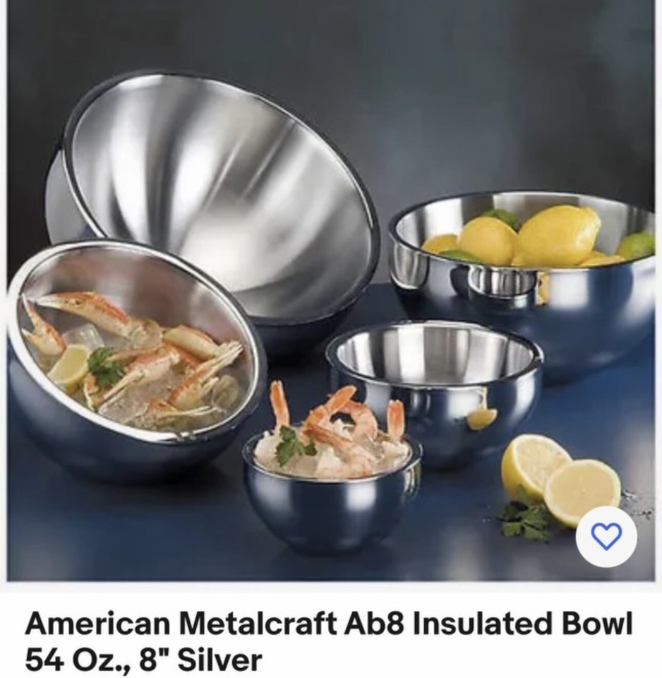 American Metalcraft Ab8 Insulated Bowl 54 Oz., 8" Silver/ lot of 5 | eBay