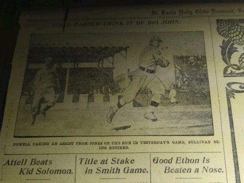 MAY 25, 1907 NEWSPAPER PAGE #1024- JOHN "JACK" POWELL ST LOUIS BROWNS ...