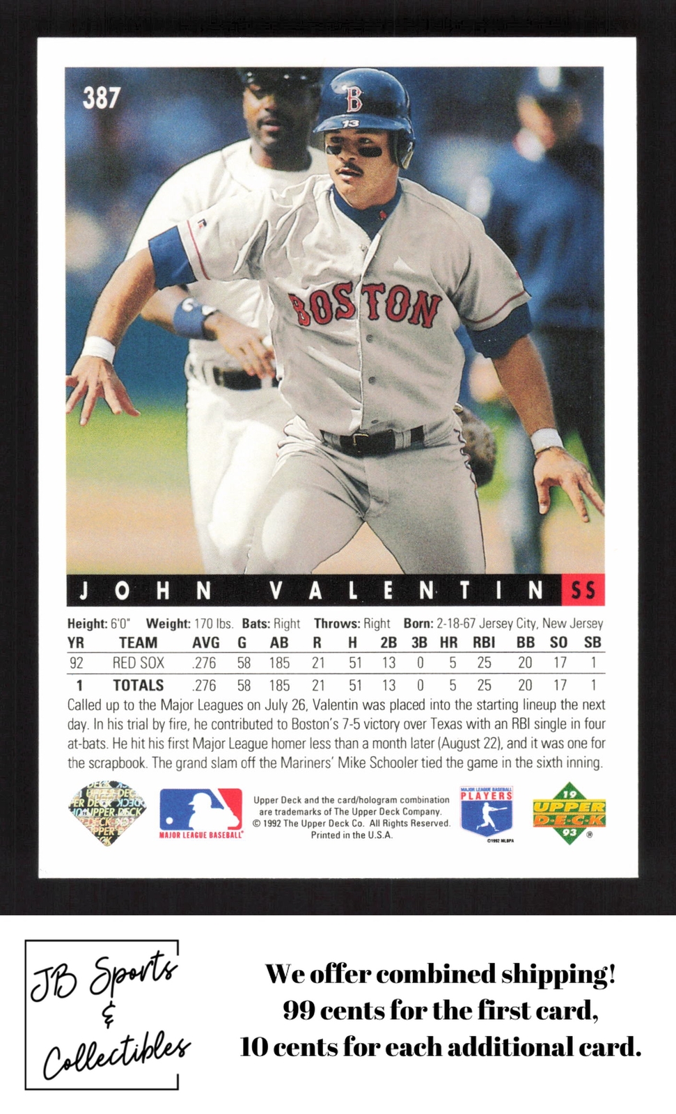 1993 Upper Deck - #387 John Valentin, John Valentin for sale online | eBay