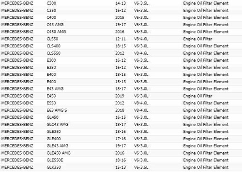 Engine Oil Filter Top Quality For 2013-2014 MERCEDES-BENZ GL450 V8-4.6L ...
