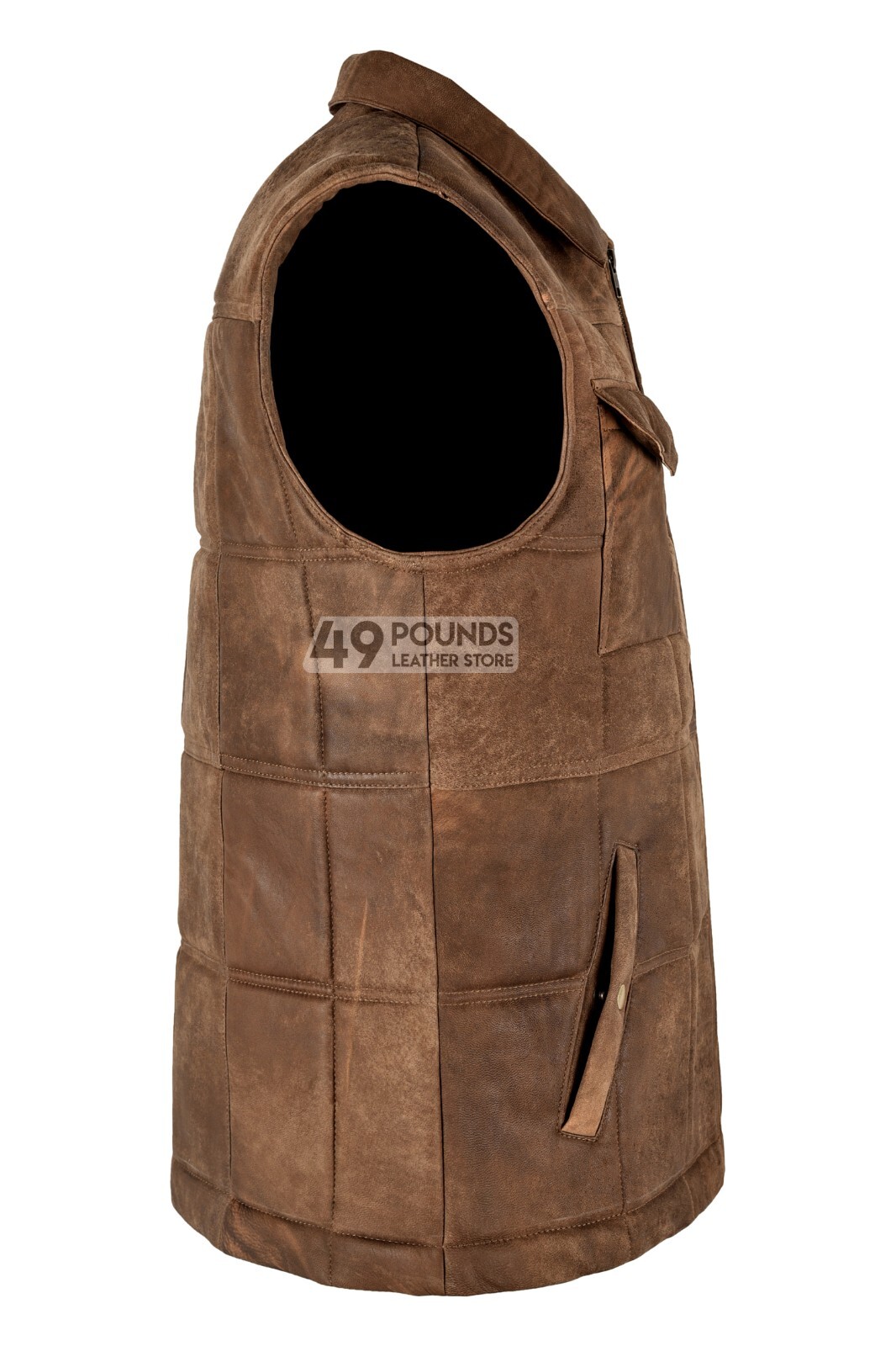 Men's Leather Bodywarmer Vest Vintage Tan Buff Gilet Puffer Quilted ...