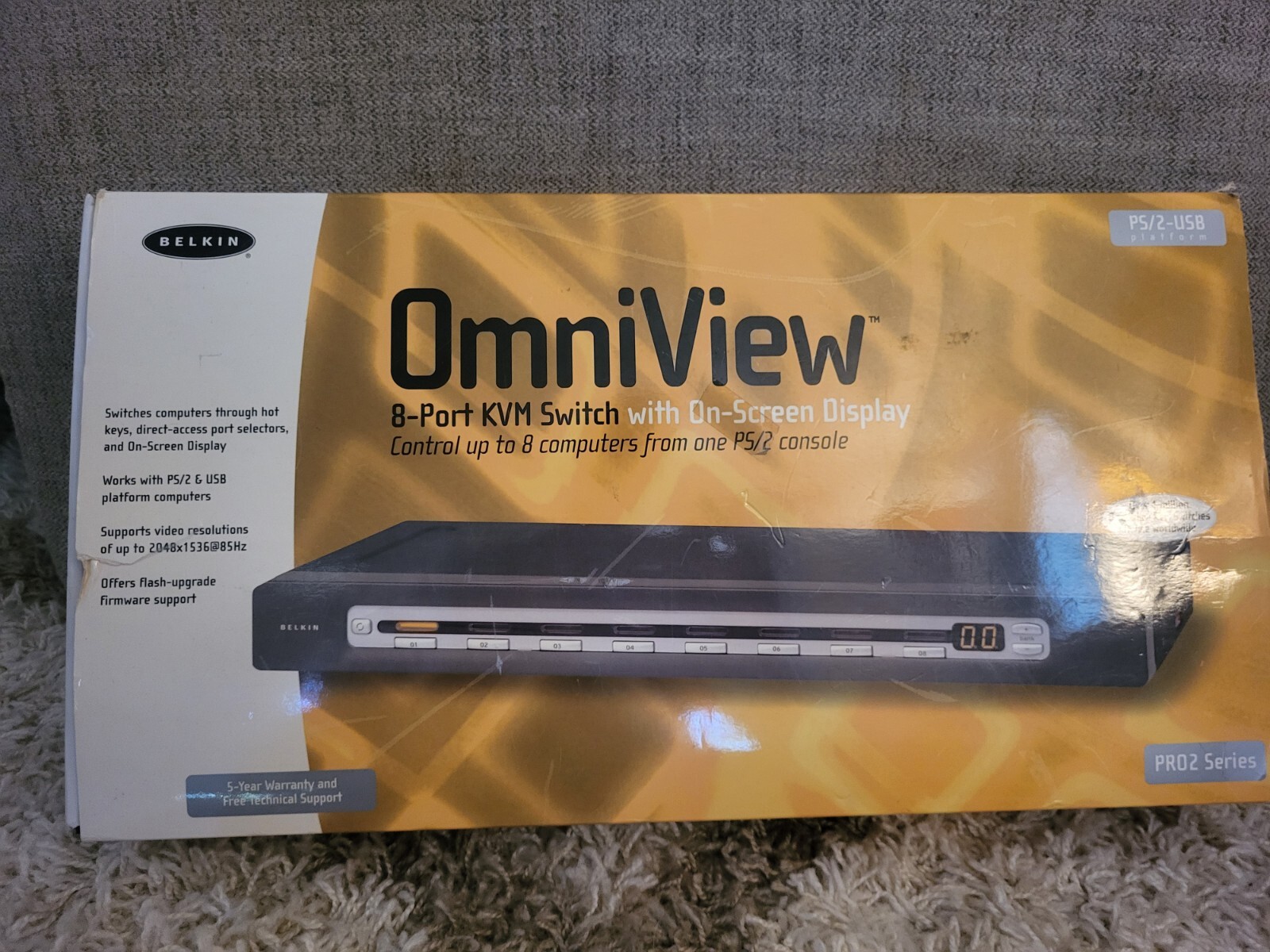 Belkin OmniView PRO2 8-Port KVM Switch Server Control System F1DA108T ...
