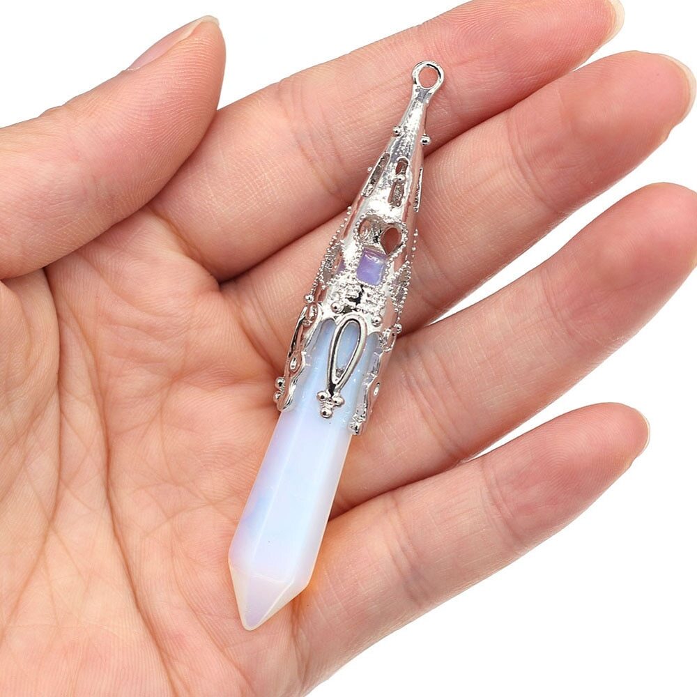 20pcs 12x70mm Opal Stone Pendant Quartz Pendulum Crystal Jewelry Magic ...