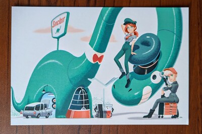 GLEN BROGAN Sinclair Oil Dinosaur Dino Handbill Art Print Postcard Mini ...