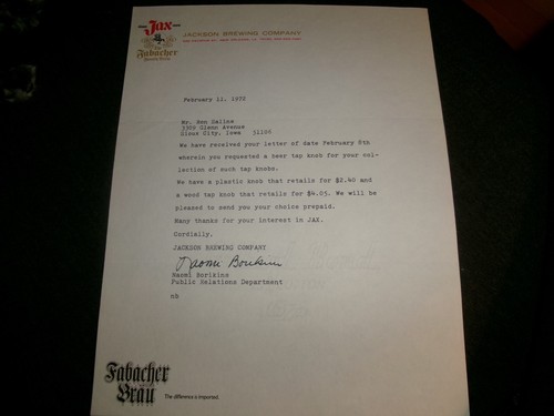 Nice Graphic 1970 Jax Beer, Jackson brewery, New Orleans Vintage Letterhead | eBay