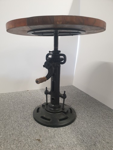Side Crank Table With Circular Base | eBay