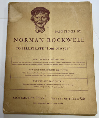 NORMAN ROCKWELL To Illustrate TOM SAWYER Set/3 Prints Heritage Press ...