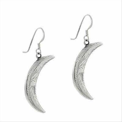 925 Silver Etched Design Crescent Moon Earrings | eBay
