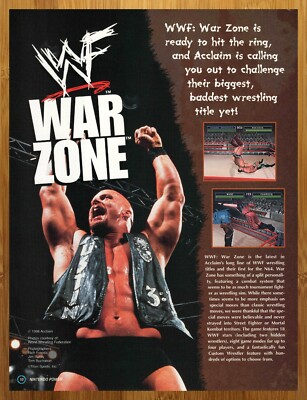 1998 WWF War Zone N64 Print Ad/Poster Stone Cold Steve Austin Wrestling ...