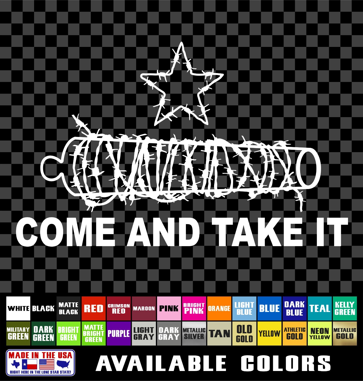 Texas Barbed Barb Wire Vinyl Decal Border Come and Take It sticker TX ...