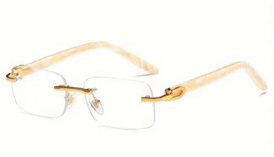 Mens CLASSY Style Wood Buff Retro 90s Hip-Hop Rapper Gangster Rimless ...