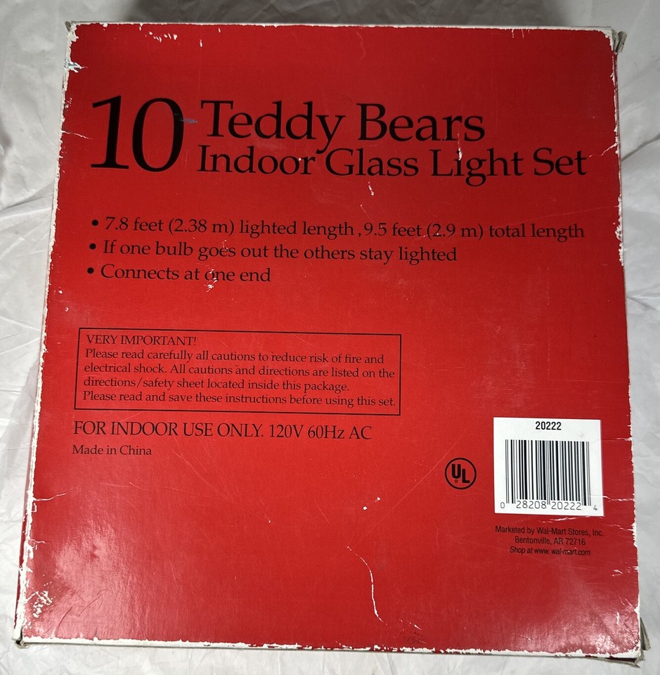 VTG Holiday Time Glass Bulb Blow Mold Teddy Bear String Lights Set of 10 | eBay