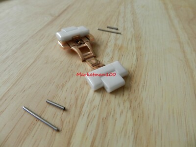 Gold Rose Clasp and White links to fit AR1416 Armani Ceramic Men's ...