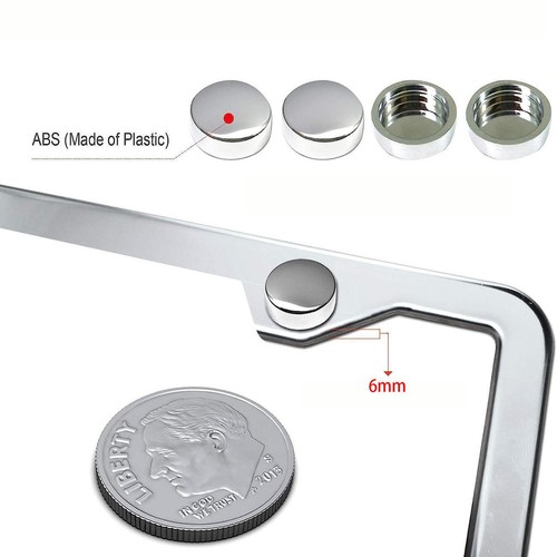 2Pcs Chrome Stainless Steel Metal License Plate Frame Tag Cover With ...