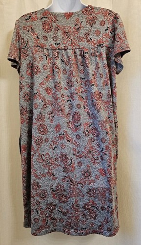 Secret Treasures Womens Knit Paisley Nightgown Size L Heather Gray OOS ...