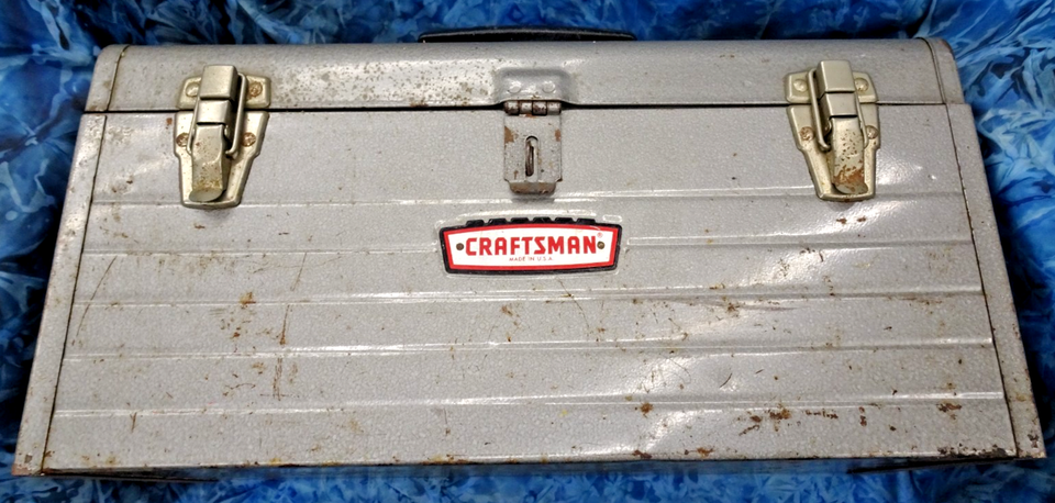 VINTAGE CRAFTSMAN CROWN LOGO METAL TOOLBOX with TRAY 18"L x 9"H x 8"W ...