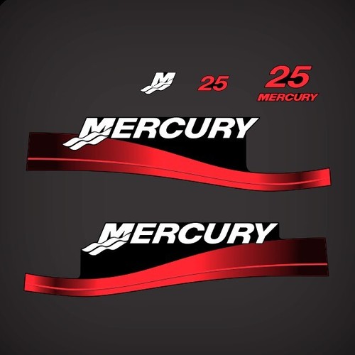 Outboard Motor Decals for Mercury 25hp Top Cover with M Domed Sticker ...