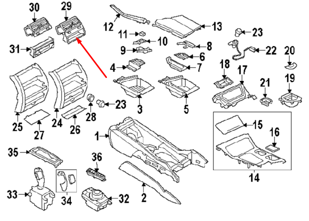 BMW 5 F10 Center Console Rear Air Vent 64229172344 9172344 NEW GENUINE ...