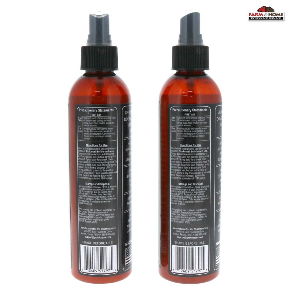 (2) Grandpa Gus Mouse Rat Rodent Repellent Spray Natural Peppermint ...