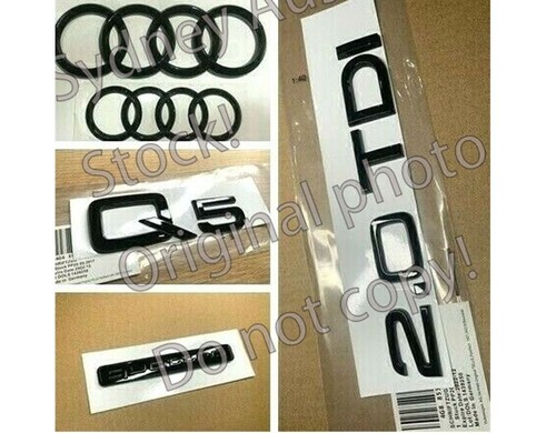 OEM Front Rear Gloss Black Ring Badge Emblem Combo Set for AUDI Q5 2 ...