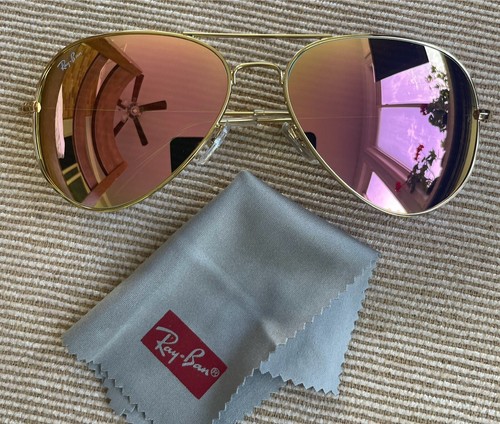 ray ban sunglasses men aviator 62мм Gold frame / Pink Mirrored Glass | eBay