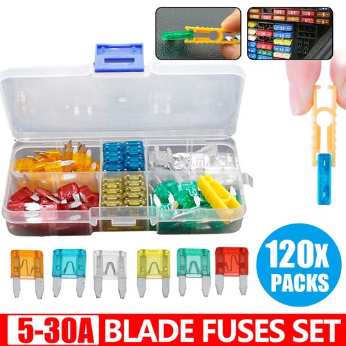 120pcs Mini Blade Fuse Assortment Set Auto Car Fuses Assorted Kit 5-30A ...