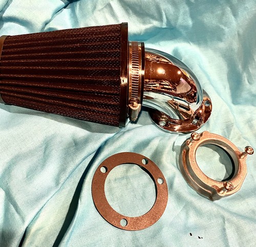90% Chrome Elbow Air Cleaner w/ Chrome Adapter Plate fits 45MM,42mm ...