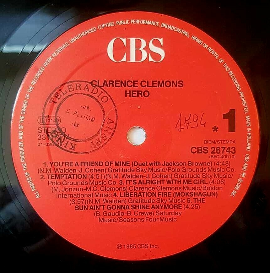 Clerence Clemons - Hero - Vinyl VG+/VG+ | eBay