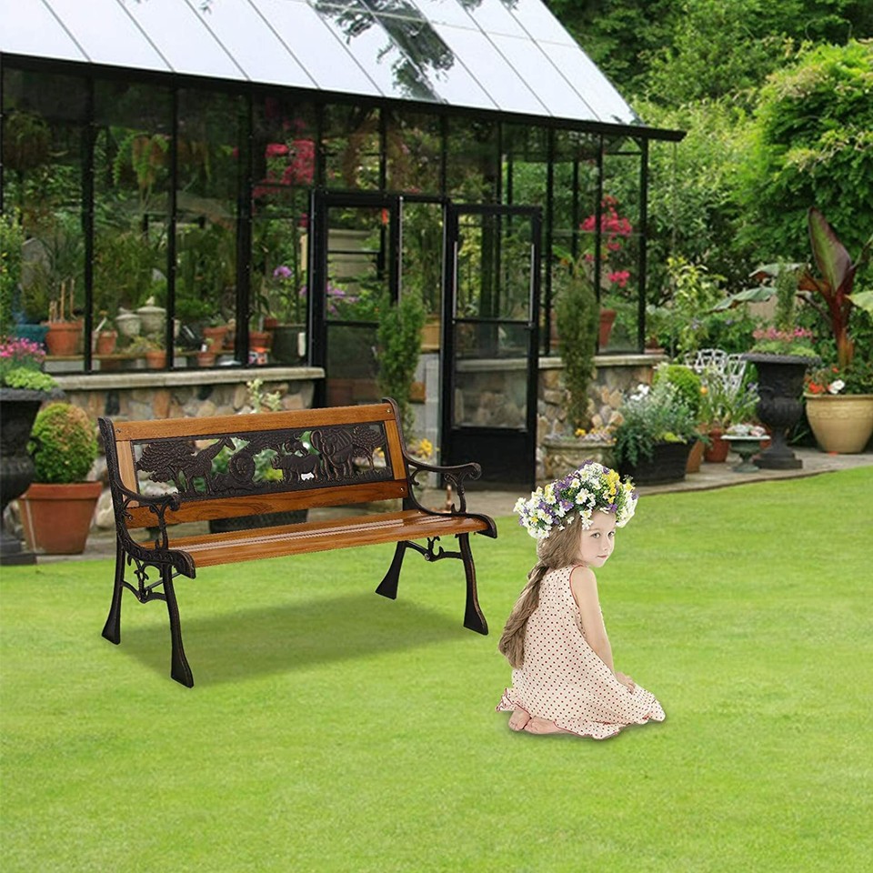 Garden Bench Mini Sized Patio Bench Outdoor Kids Bench Metal Porch ...