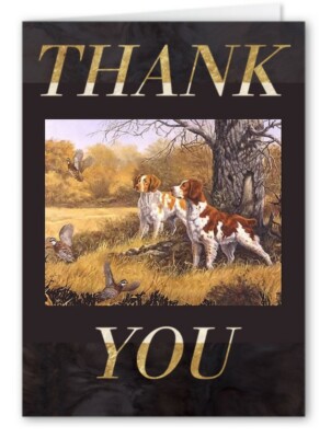 Set of 12 matching 3” x 5” Brittany Spaniel Thank You Note Greeting ...