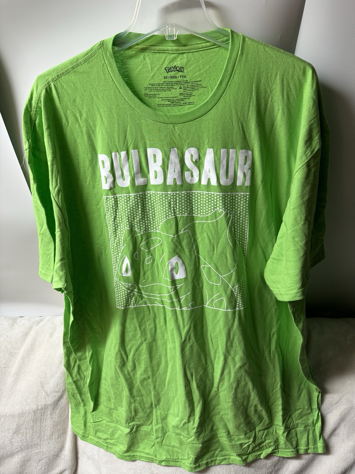 Neon Green Pokemon Bulbasaur Pop Art Print Short Slee… - Gem