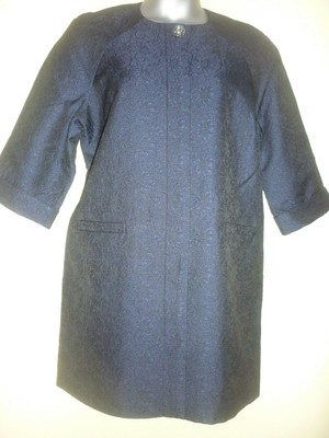 Black blue jacquard dress coat by Clements Ribeiro Portobello UK 18 ...