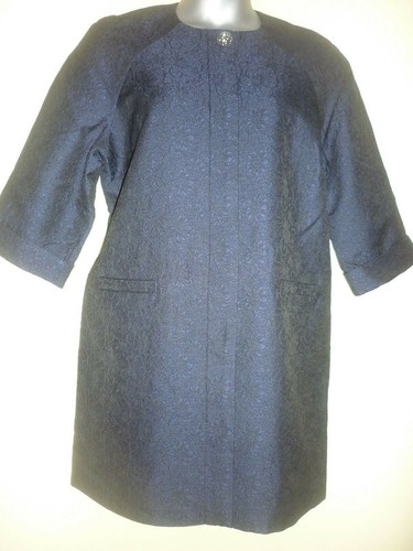 Black blue jacquard dress coat by Clements Ribeiro Portobello UK 18 ...