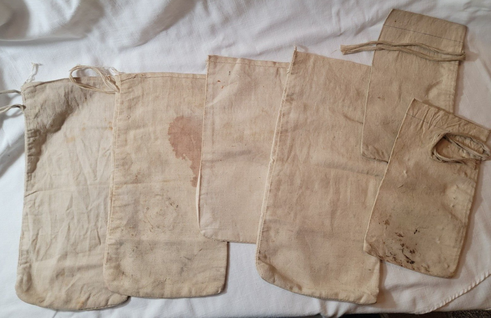 Vtg cloth money bags 6 Levy, Bank of America, Security First, First Nat ...