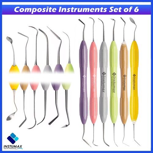 Set of 6 Dental Composite Filling Instruments Silicone Handle Top ...