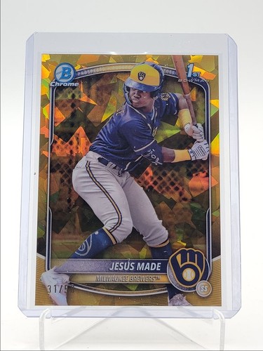 JESUS MADE 2025 BOWMAN CHROME SAPPHIRE 1ST GOLD REFRACTOR A /50 Q3967 ...