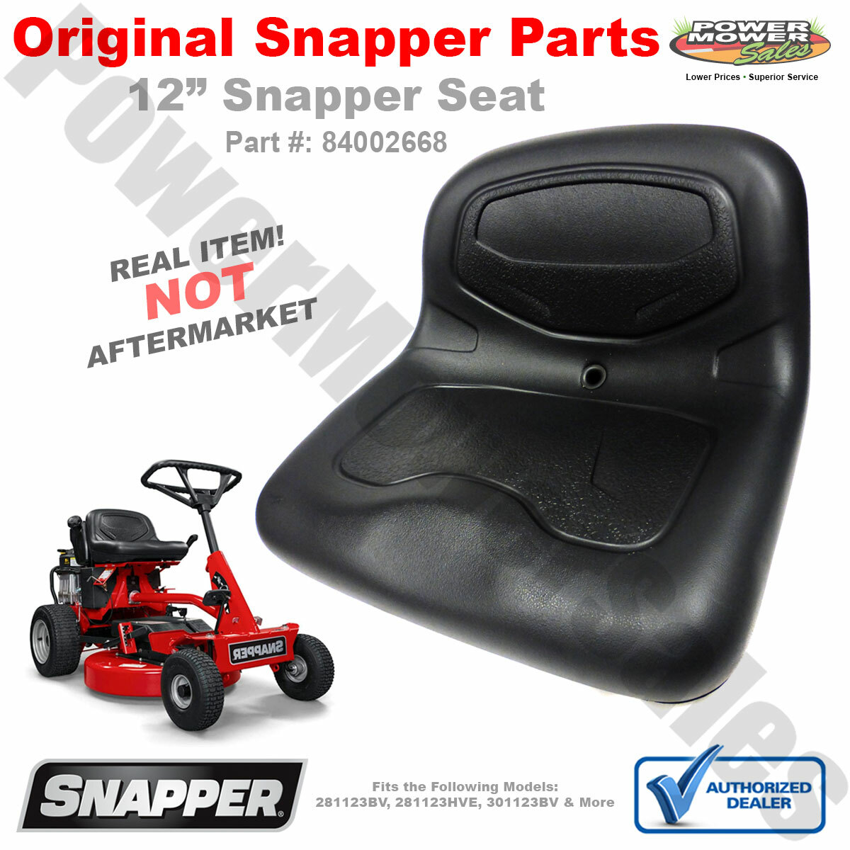 Snapper Rider 12" Leather Seat Mower,Tractor / 281123HVE / 84002668 ...