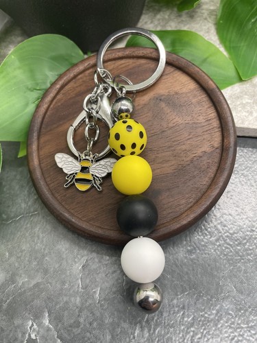 4" Silver-Tone Silicone Beaded Charm Keychain New Free Ship Bumble Bee A3592 | eBay