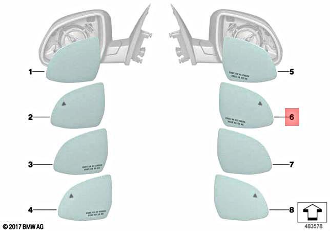 Genuine BMW X3 X4 M X5 G01 G02 G05 Mirror Glass Heated Convex Right ...