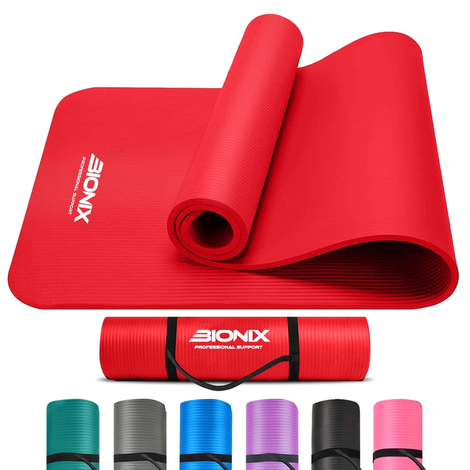 Yoga Mat Thick 10mm Non Slip Gym Exercise Fitness Pilates Carry Strap ...