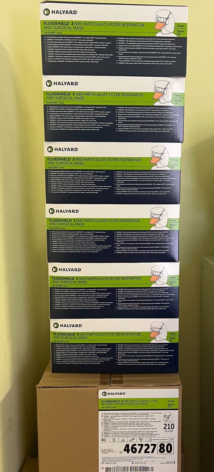 Halyard 46827 Surgical N95 Masks, CASE OF 6 Boxes; 35/box - FREE ...