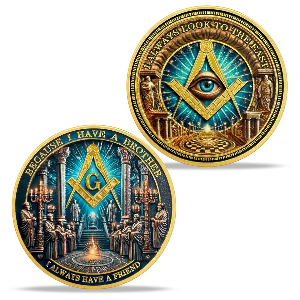 5XFreemason Prayer Coin Masonic Brotherhood Keepsake Medallion Gift for ...