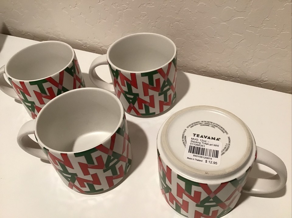 NEW Teavana TVNA 2016 Art Mugs Set of 4 Cup Tea Coffee NWT | eBay