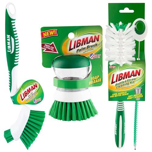 Libman Bottle & Dish Brush Kit | Cleaning Brushes for Kitchen Use ...