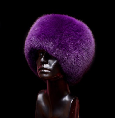 Genuine Purple Fox Fur Handmade Cossack Beanie Winter Hat | eBay