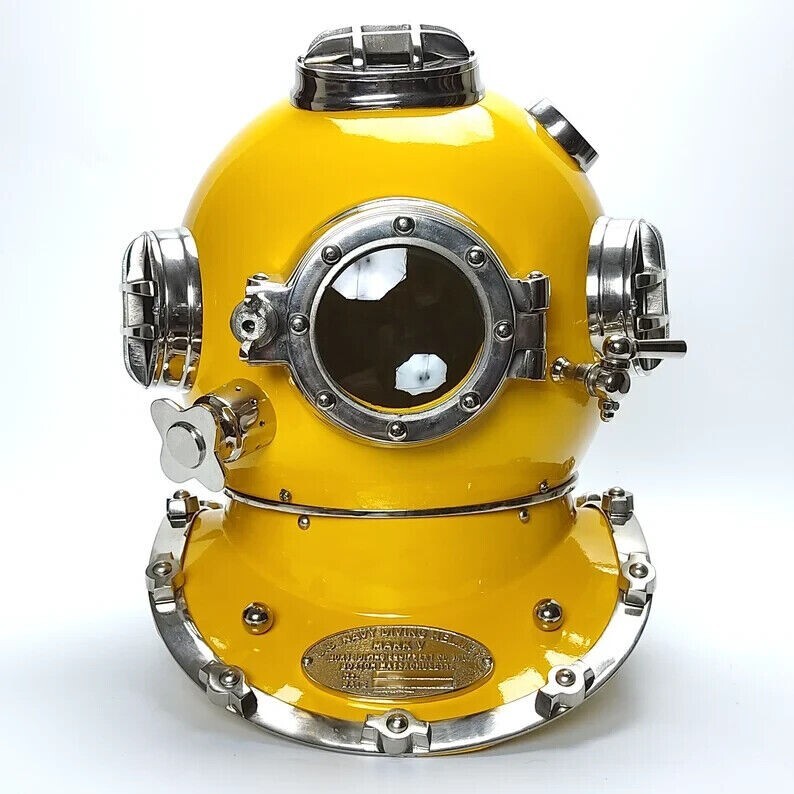 New Yellow Diving helmet, US Navy Mark V Divers helmet Deep Sea Diving ...