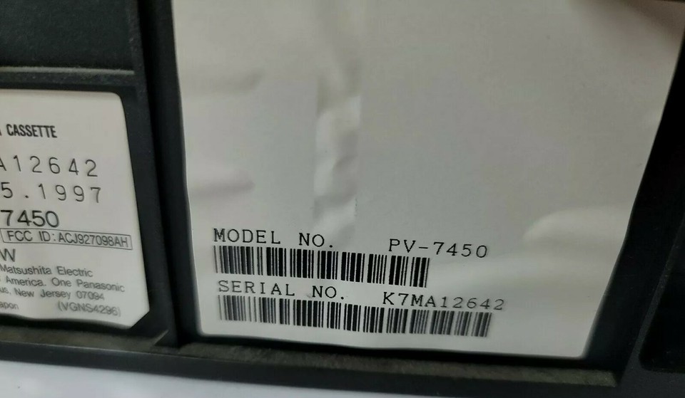 Panasonic PV-7450 Stereo Hi-Fi VHS VCR Recorder With Universal Remote ...