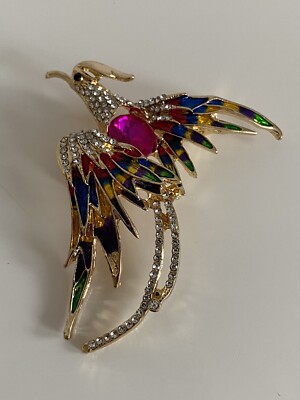 New Fashion Women Enamel Rhinestone Crystal Bird Phoenix Animal Brooch ...