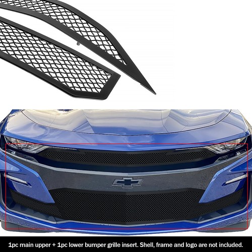 Fits 2019-2024 Chevy Camaro 1SS/2SS Stainless Black Mesh Grille Insert ...