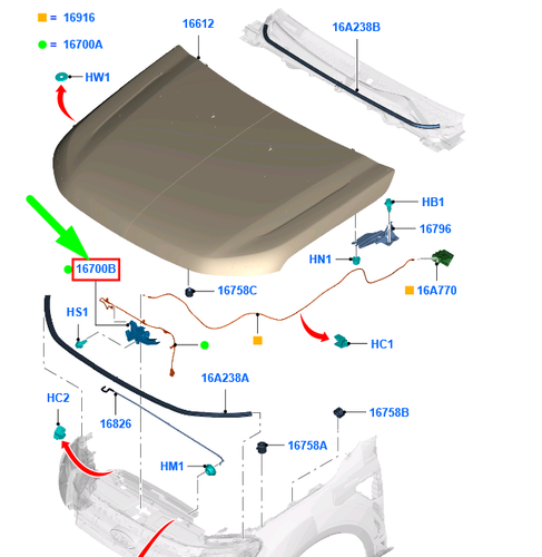 FORD RANGER T6 MK1 Loquet de capot avant Assy RHD 1902485 NOUVEAU ...